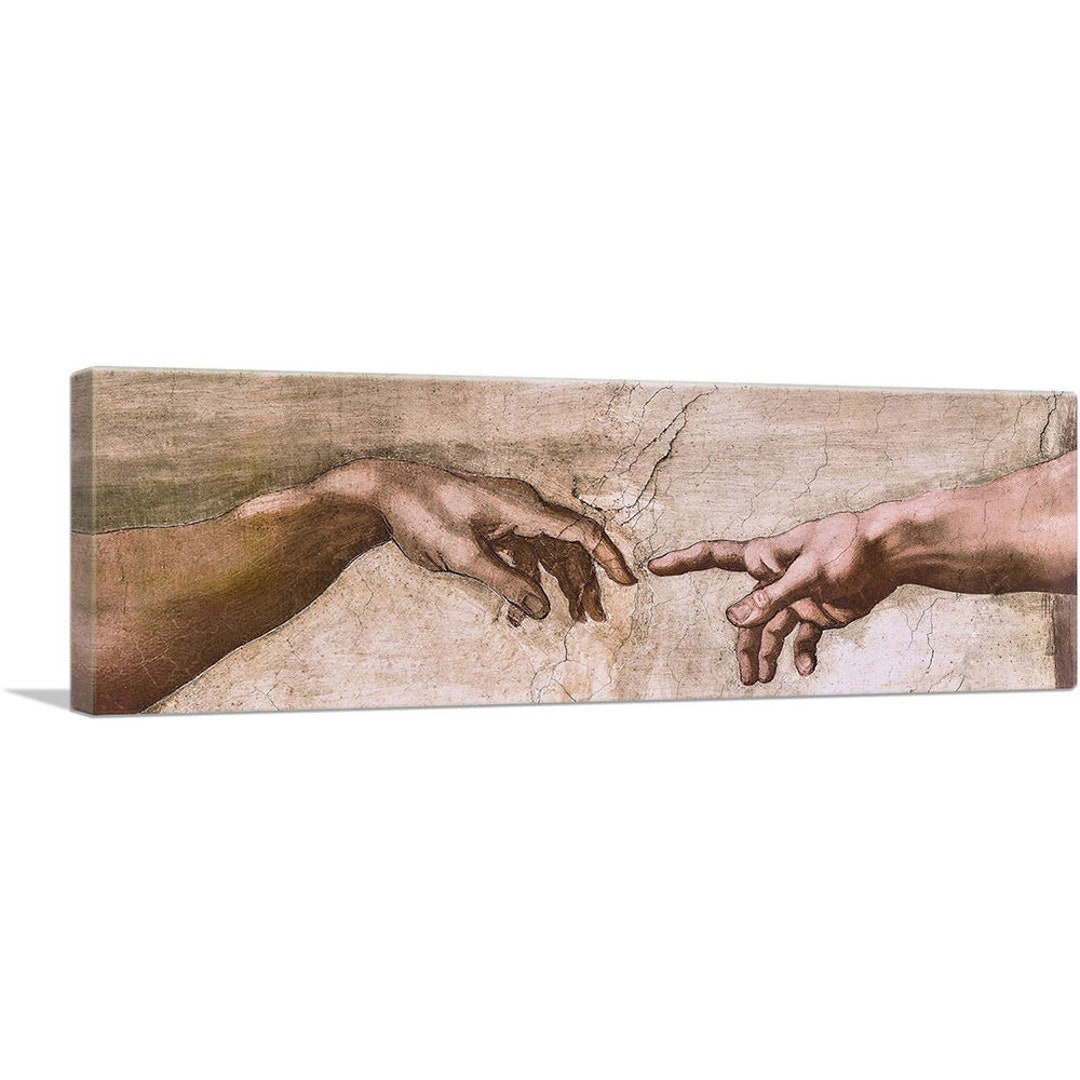 ARTCANVAS Sistine Chapel God Adam Hands Panoramic by Michelangelo ...