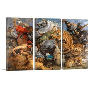 ARTCANVAS A Hunt of Lions, Tigers, and Leopards 1615 by Peter Paul ...