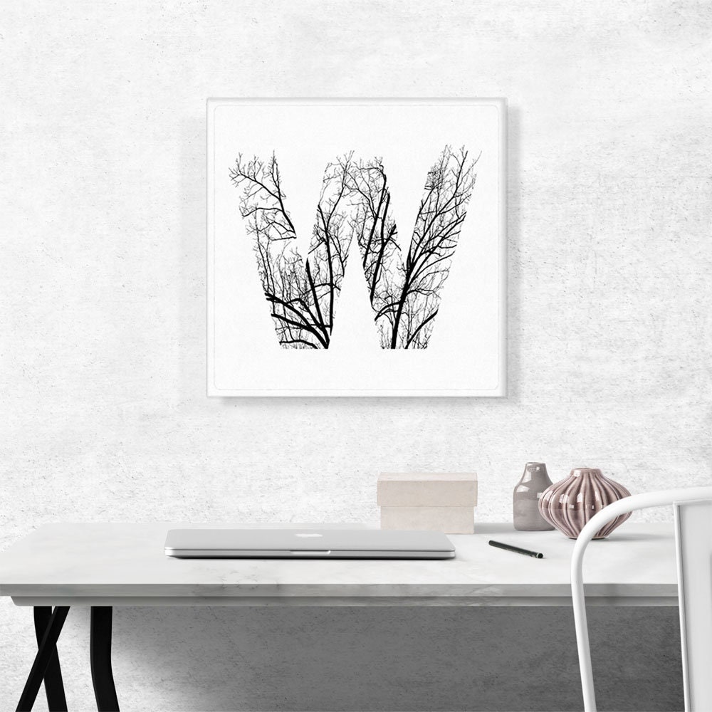 ARTCANVAS Tree Branches Alphabet Letter W Canvas Art Print - Etsy