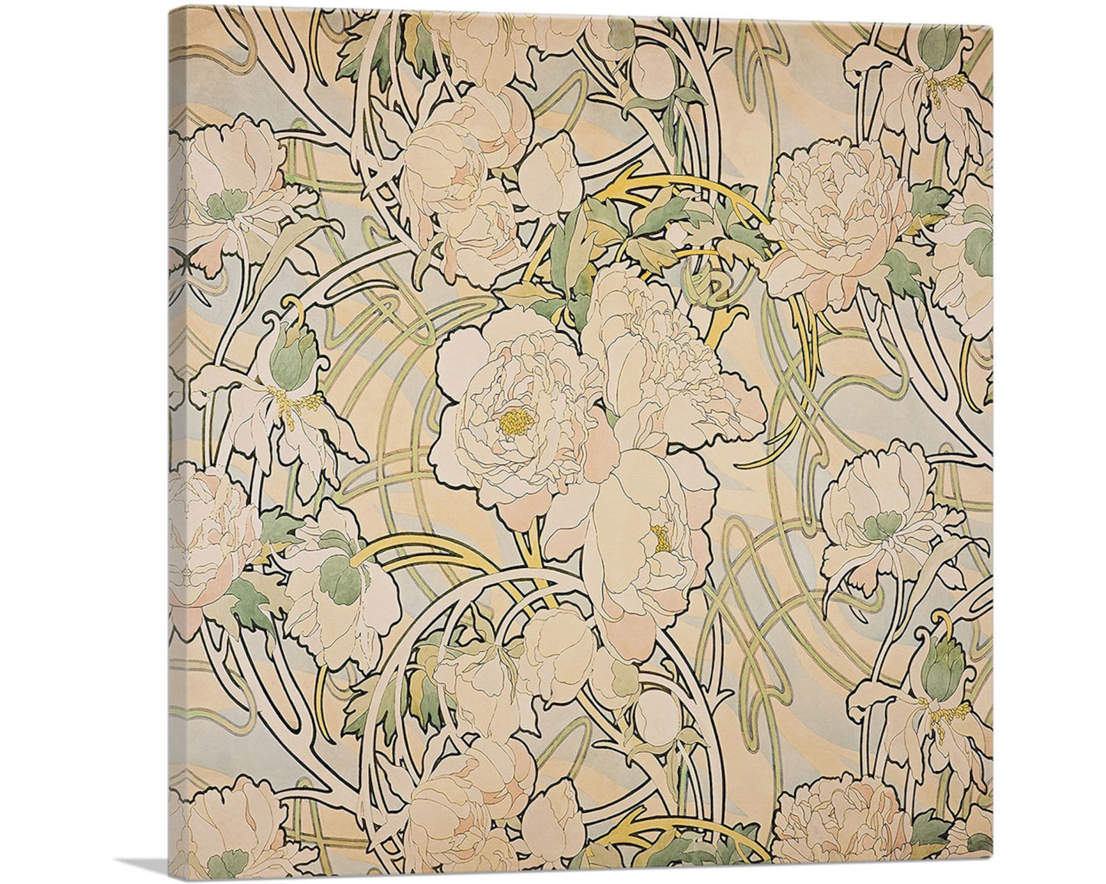 ARTCANVAS Peonies 1897 by Alphonse Mucha Canvas Art Print - Etsy