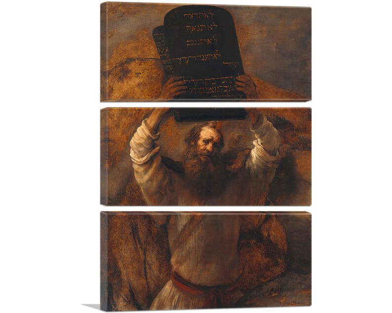 ARTCANVAS Moses With the Ten Commandments 1659 by Rembrandt Van Rijn ...