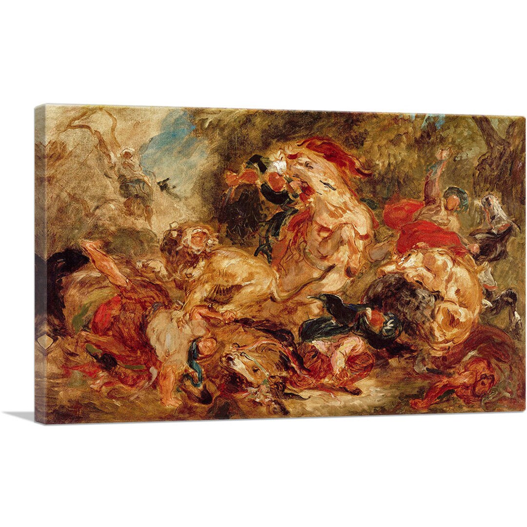 ARTCANVAS Study for the Lion Hunt 1854 by Eugene Delacroix Canvas Art ...