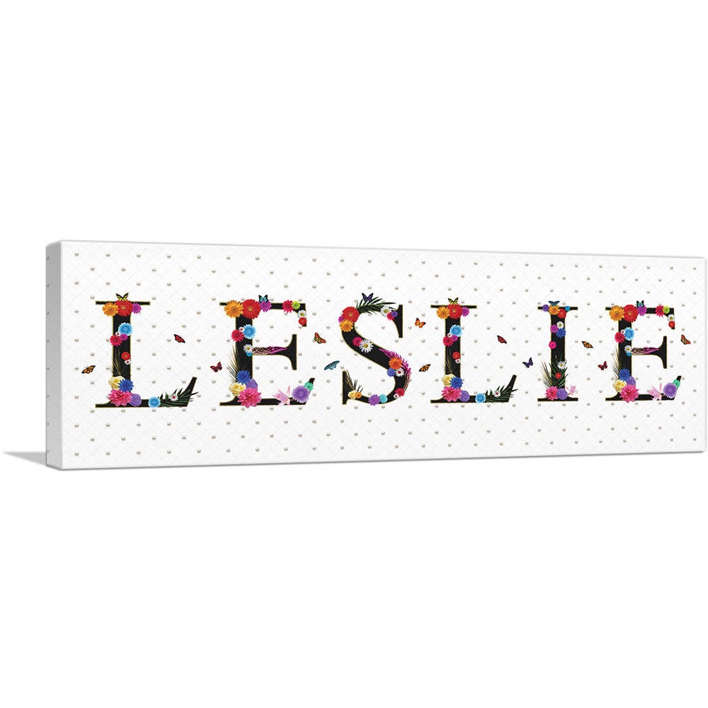 ARTCANVAS Leslie Girls Name Room Decor Canvas Art Print | Etsy