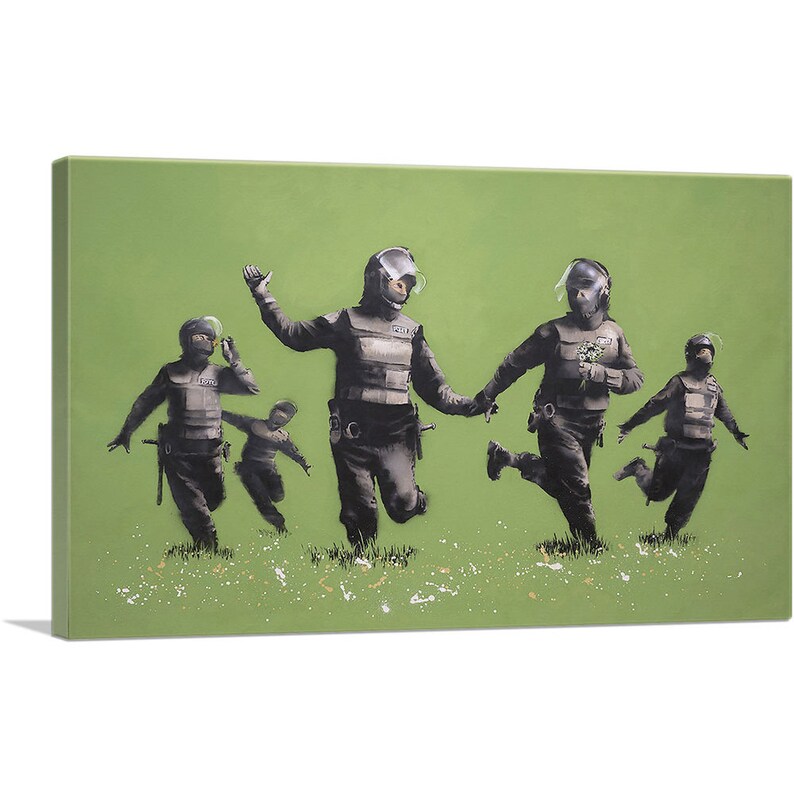 ARTCANVAS Riot Police in the Field by Banksy Canvas Art Print - Etsy