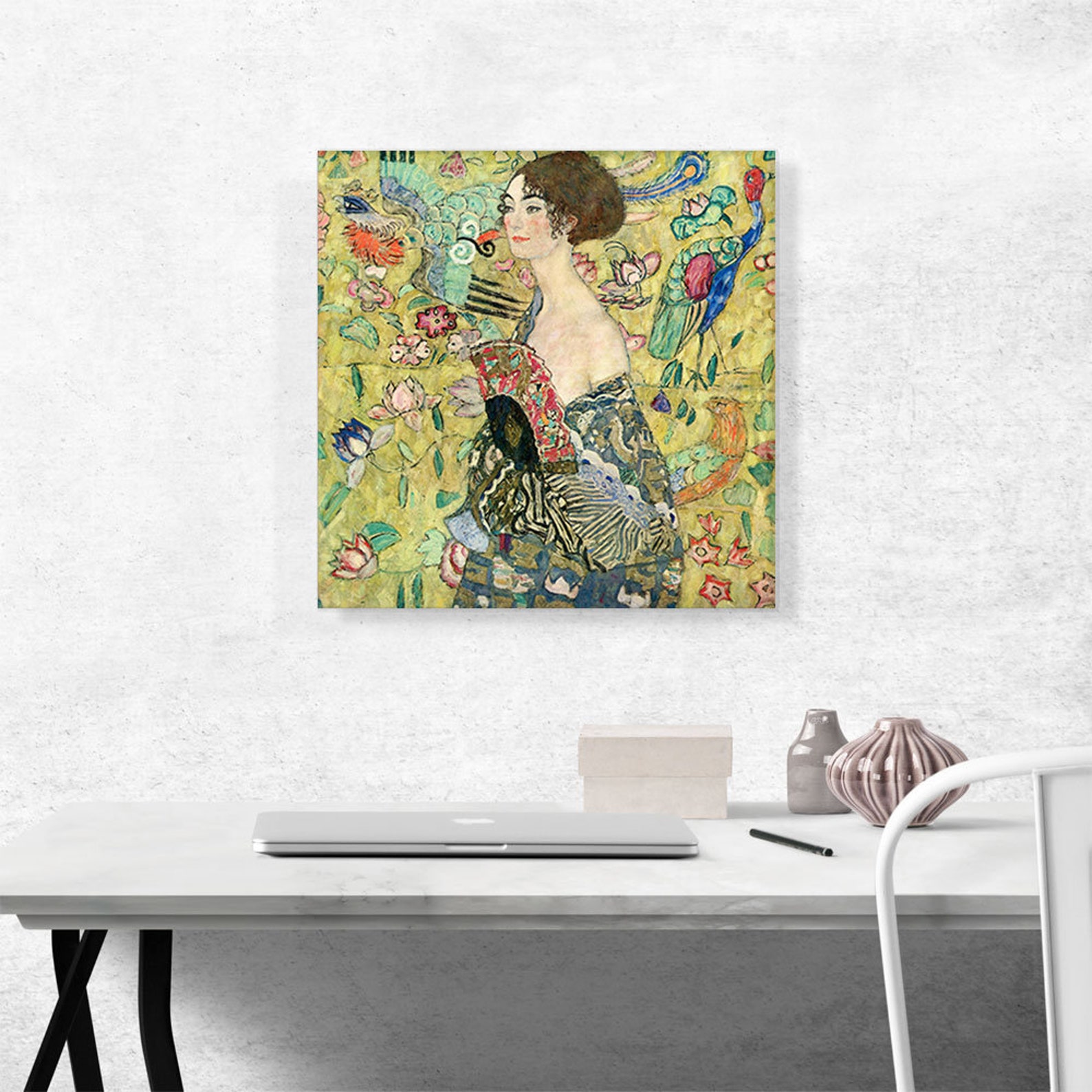 ARTCANVAS Lady With Fan 1918 by Gustav Klimt Canvas Art Print - Etsy