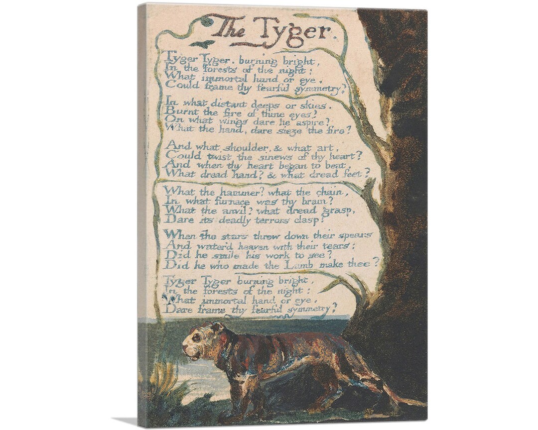 ARTCANVAS the Tyger - Plate 36 by William Blake Canvas Art Print 26"x18 ...