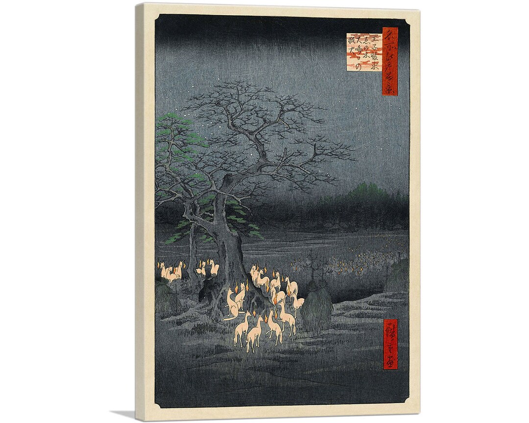 ARTCANVAS New Year's Eve Foxfires at the Changing Tree 1857 by Utagawa ...