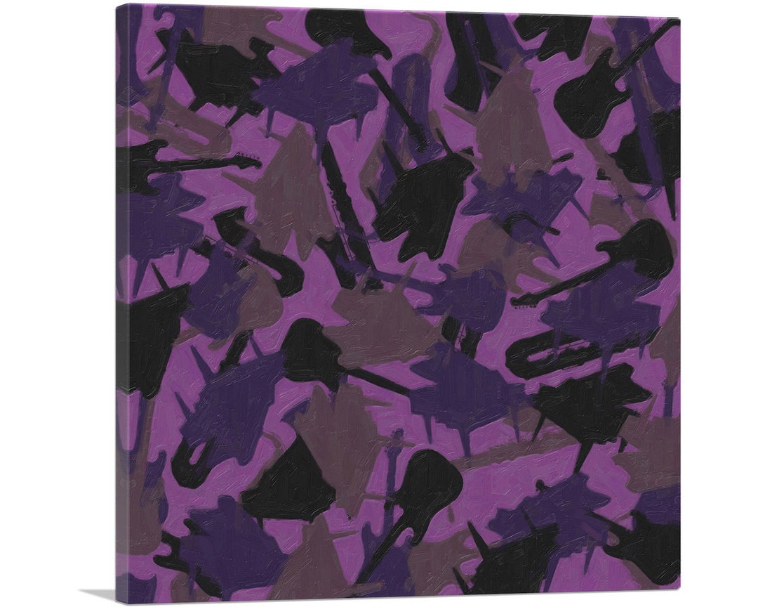 ARTCANVAS Purple Black Camo Camouflage Musical Instruments Piano ...