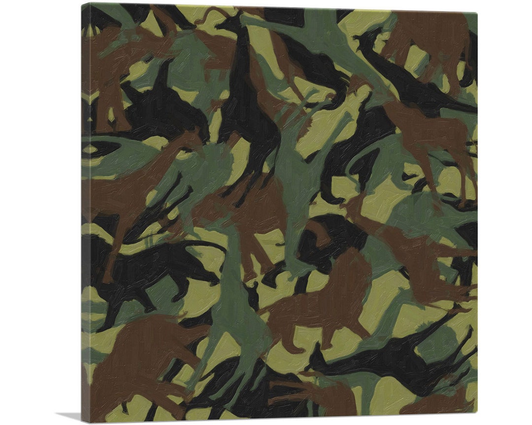 ARTCANVAS Army Green Camo Camouflage Wild Jungle Animals Pattern Canvas ...