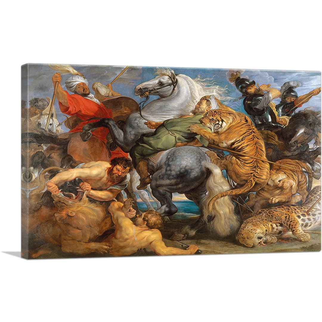 ARTCANVAS A Hunt of Lions, Tigers, and Leopards 1615 by Peter Paul ...