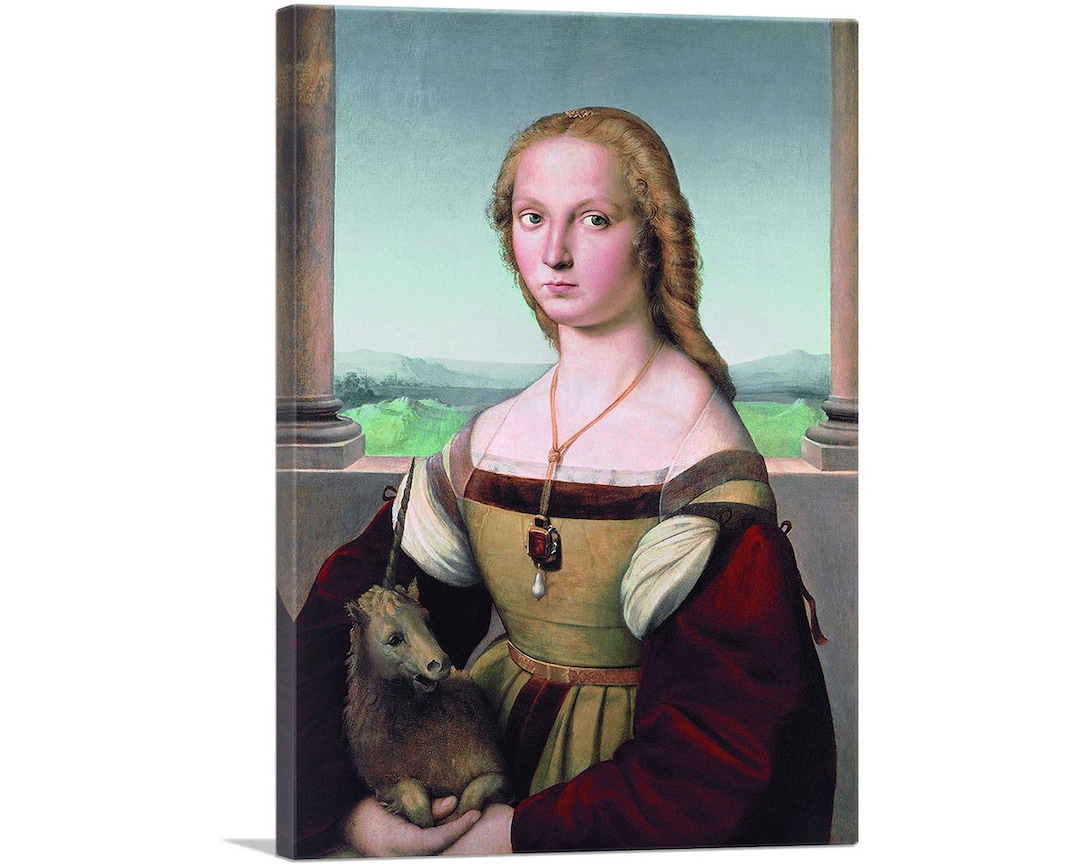 ARTCANVAS Portrait of a Lady With a Unicorn 1506 by Raphael Canvas Art ...