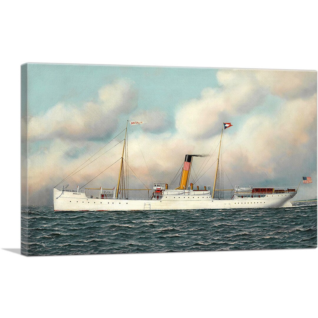ARTCANVAS the Steam Ship S.S. Anselm Outward Bound by Antonio Jacobsen ...