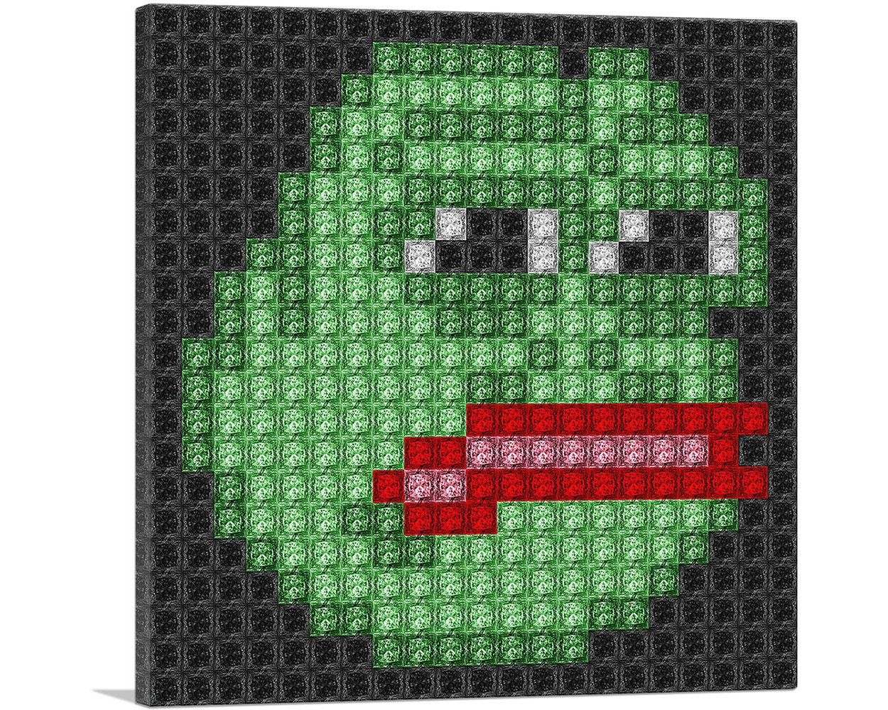 ARTCANVAS Pepe Funny Emoticon Black Jewel Pixel Canvas Art | Etsy