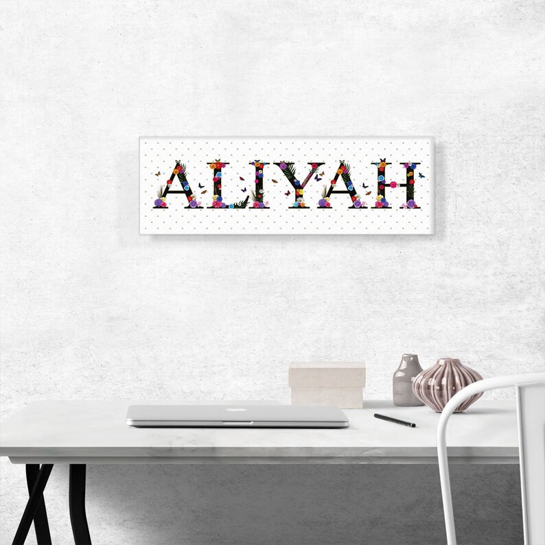 ARTCANVAS Aliyah Girls Name Room Decor Canvas Art Print | Etsy