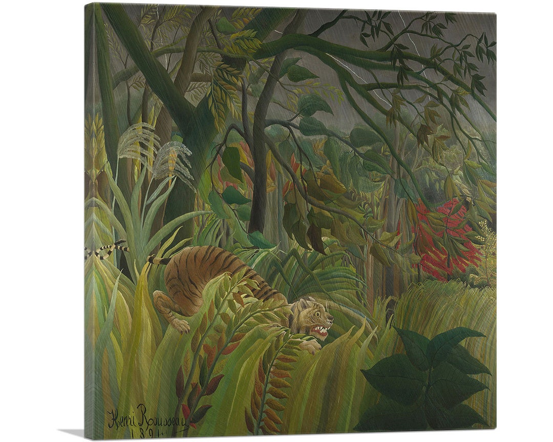 ARTCANVAS Tiger in a Tropical Storm - Surprised 1891 by Henri Rousseau ...