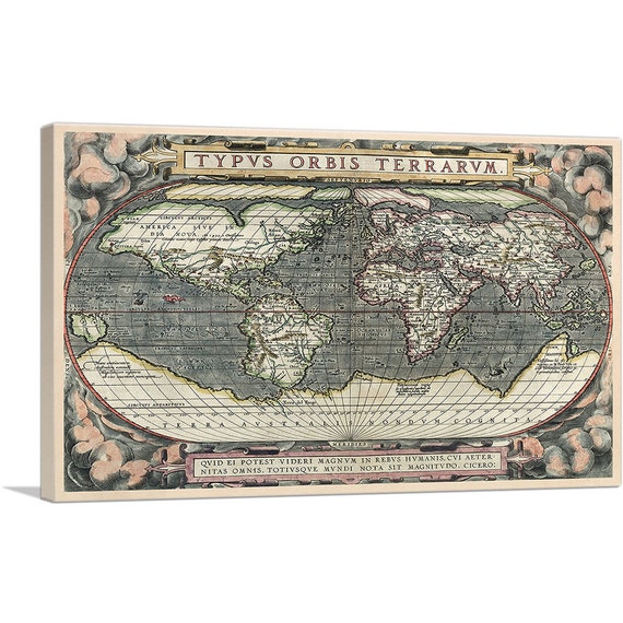 ARTCANVAS World Map 1588 by Abraham Ortelius Canvas Art Print - Etsy