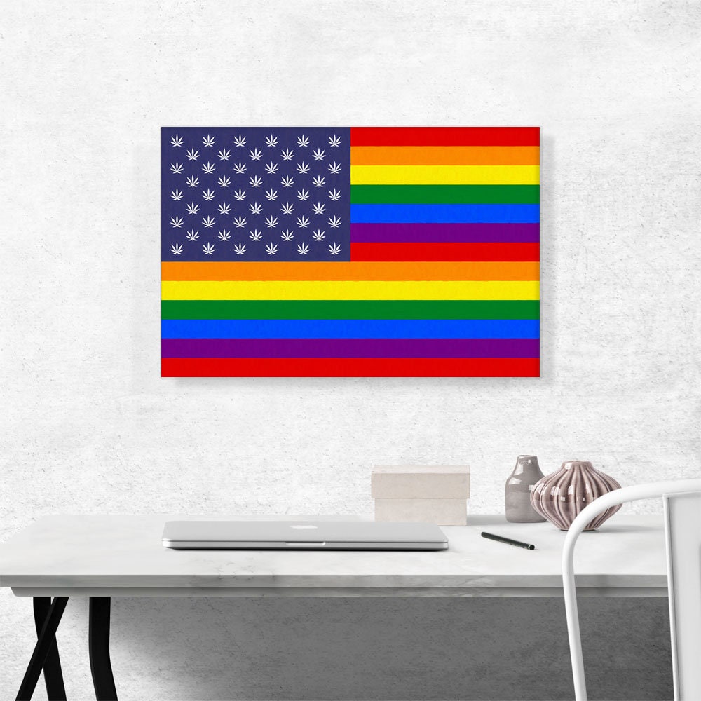 ARTCANVAS the United States of Weed Rainbow Gay Flag Marijuana | Etsy