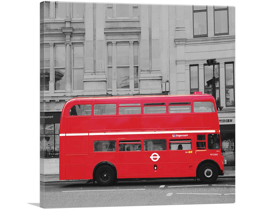 ARTCANVAS Double Decker Red Bus in London Street Canvas Art Print - Etsy