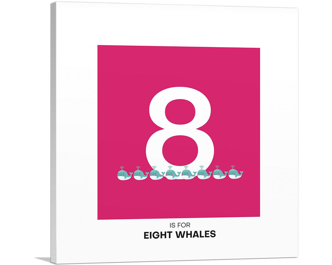 ARTCANVAS Kids Animal Alphabet Number 8 Eight Numeral Canvas Art Print ...