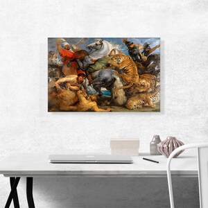 ARTCANVAS A Hunt of Lions, Tigers, and Leopards 1615 by Peter Paul ...