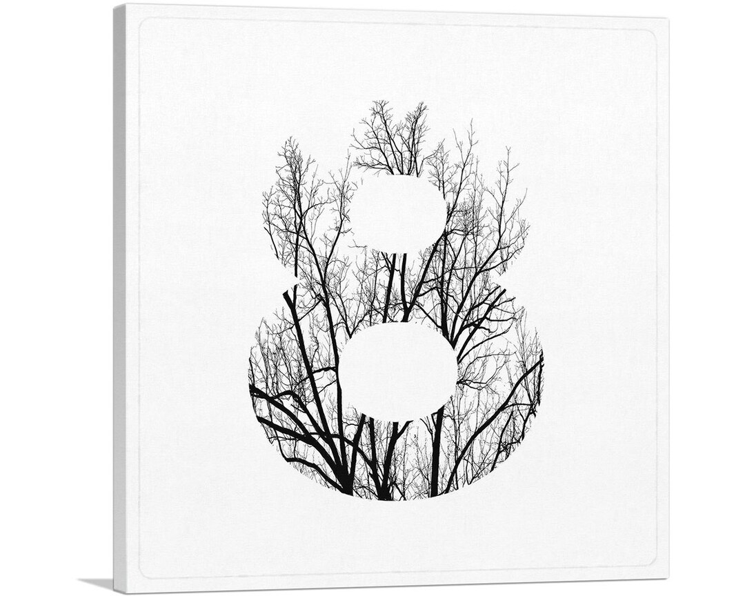 ARTCANVAS Tree Branches Alphabet Number 8 Eight Numeral Canvas Art ...