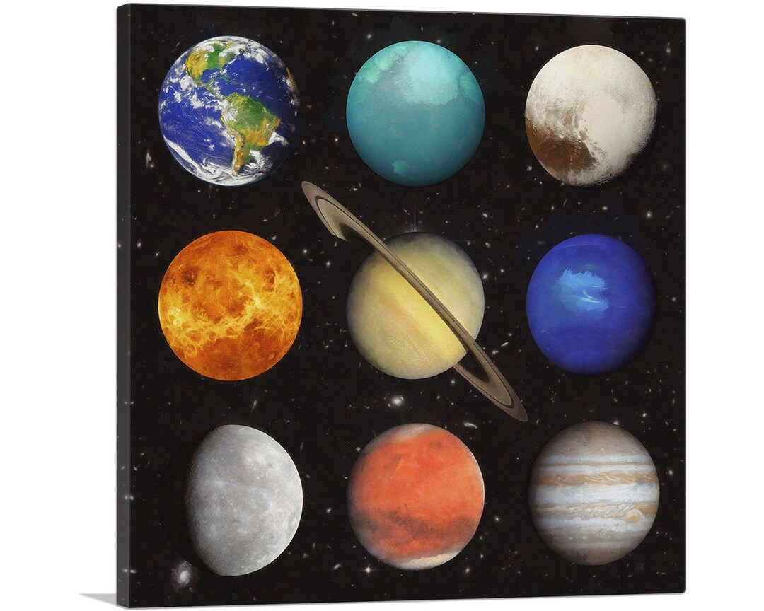ARTCANVAS Nine Solar System Planets Collage Canvas Art Print - Etsy