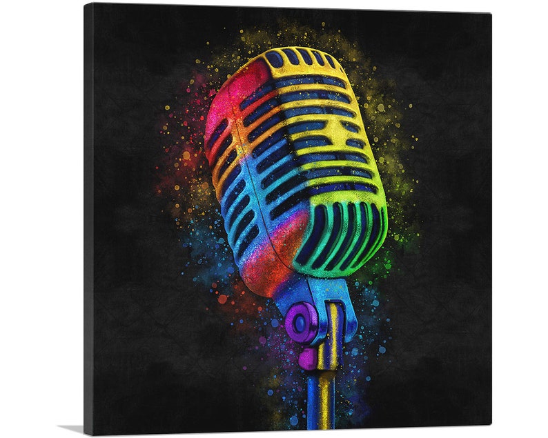 ARTCANVAS Colorful Microphone Square Canvas Art Print - Etsy