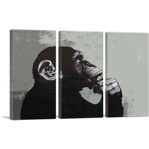 ARTCANVAS the Thinker Monkey Canvas Art Print by Banksy Canvas Art ...