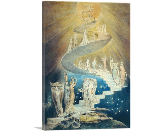 ARTCANVAS Jacob's Ladder by William Blake Canvas Art Print | Etsy