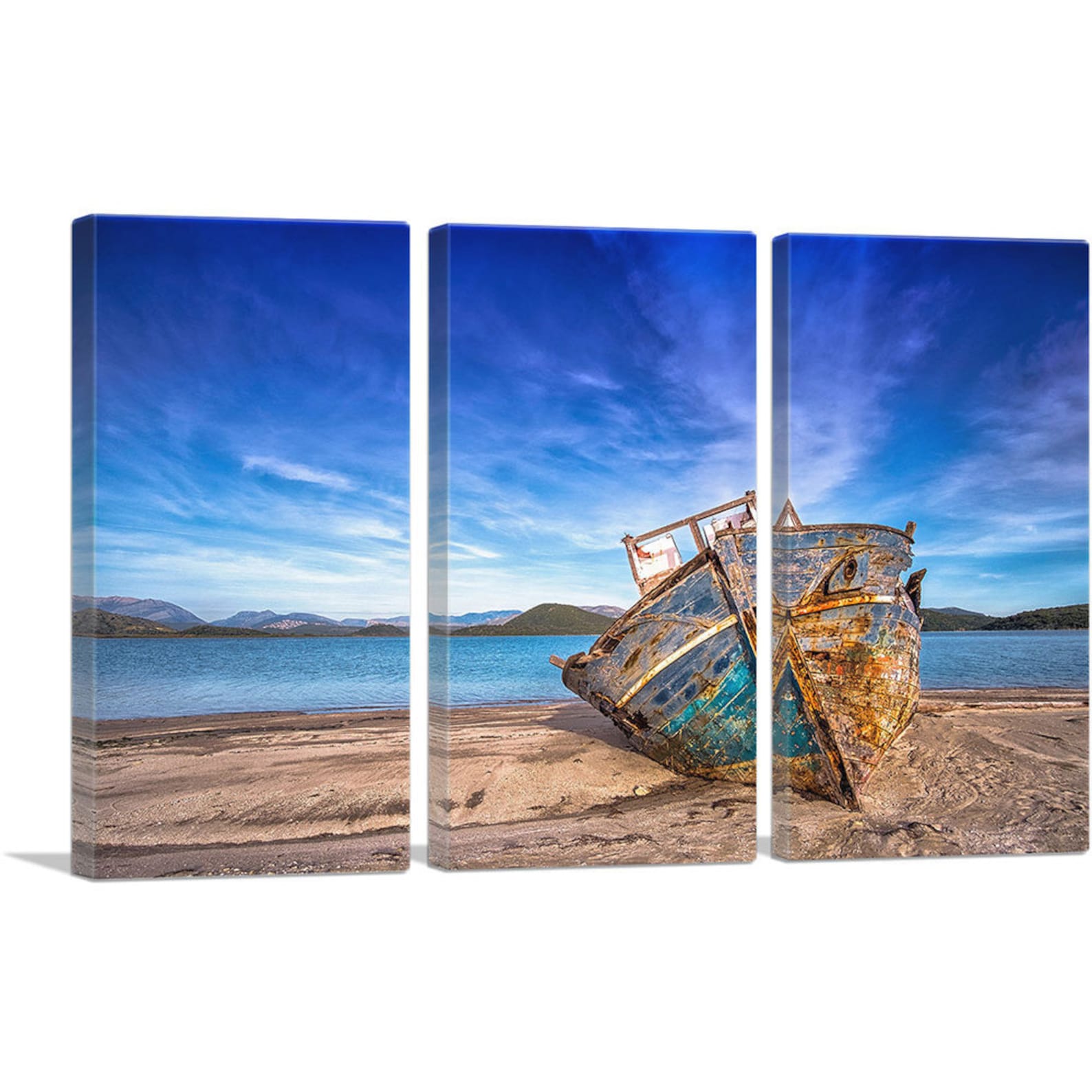 ARTCANVAS Boat on the Beach Home Decor Rectangle Canvas Art - Etsy