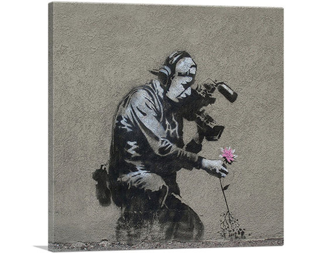 ARTCANVAS Camera Man & Flower by Banksy Canvas Art Print - Etsy