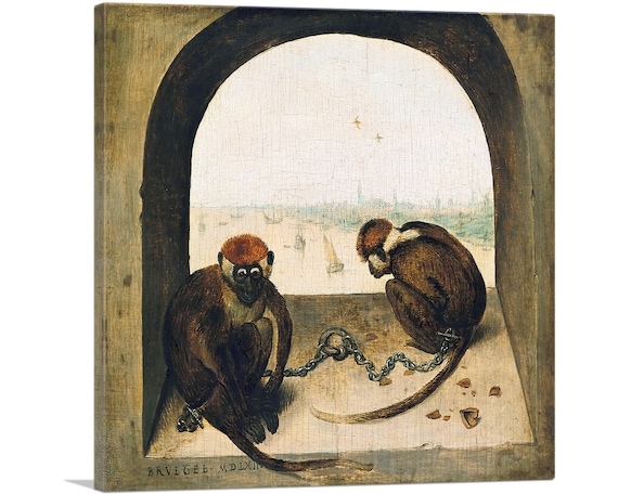 ARTCANVAS Two Monkeys 1564 by Pieter Bruegel the Elder Canvas - Etsy