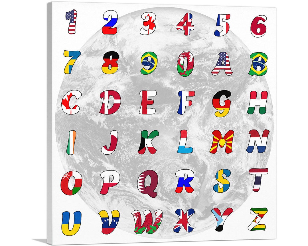 ARTCANVAS World Flags Square Full Alphabet Canvas Art Print - Etsy