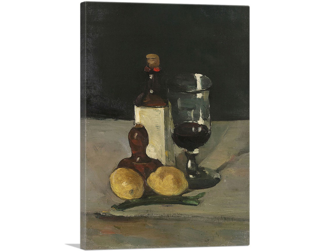ARTCANVAS Still Life With Bottle, Glass and Lemons 1867 by Paul Cezanne ...