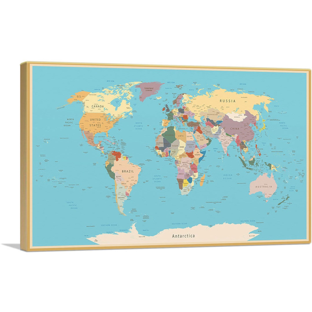 ARTCANVAS World Map Canvas Art Print - Etsy