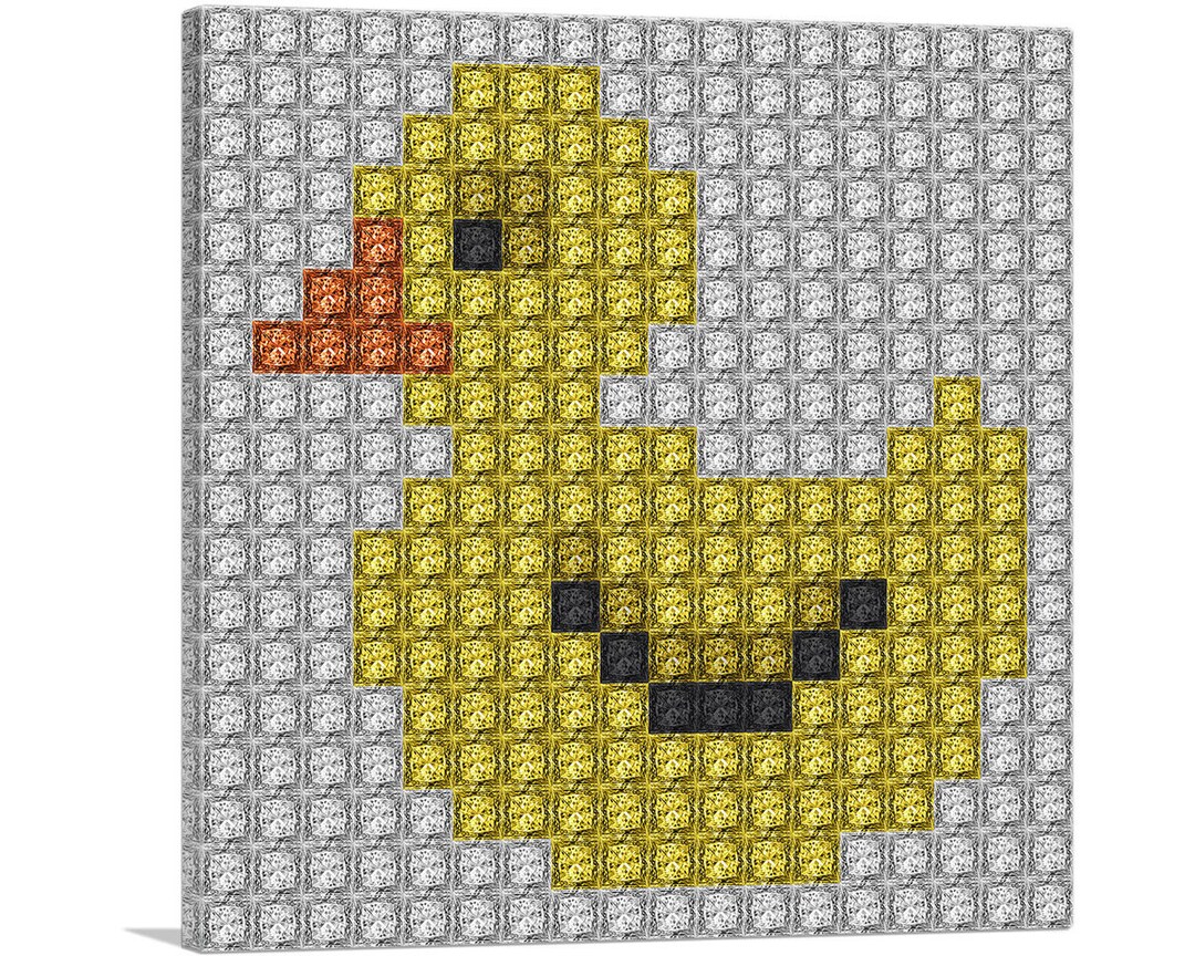 ARTCANVAS Yellow Duck Emoticon Jewel Pixel Bathroom Canvas Art Print - Etsy