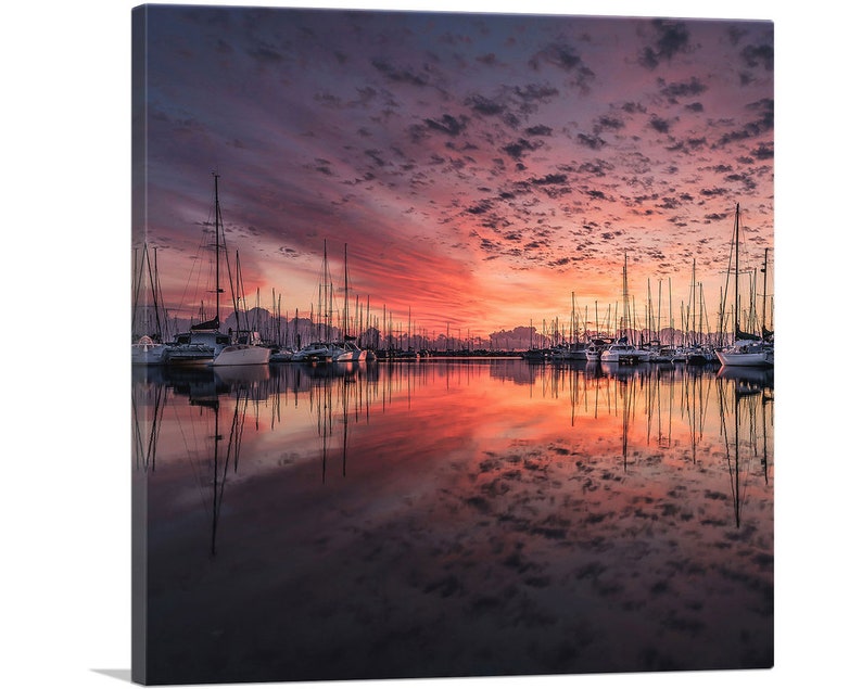ARTCANVAS Yachts Sunset Home Decor Square Canvas Art Print - Etsy