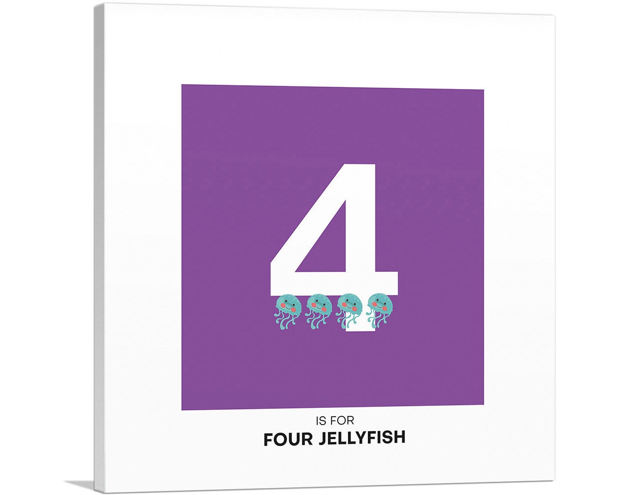 ARTCANVAS Kids Animal Alphabet Number 4 Four Numeral Canvas | Etsy