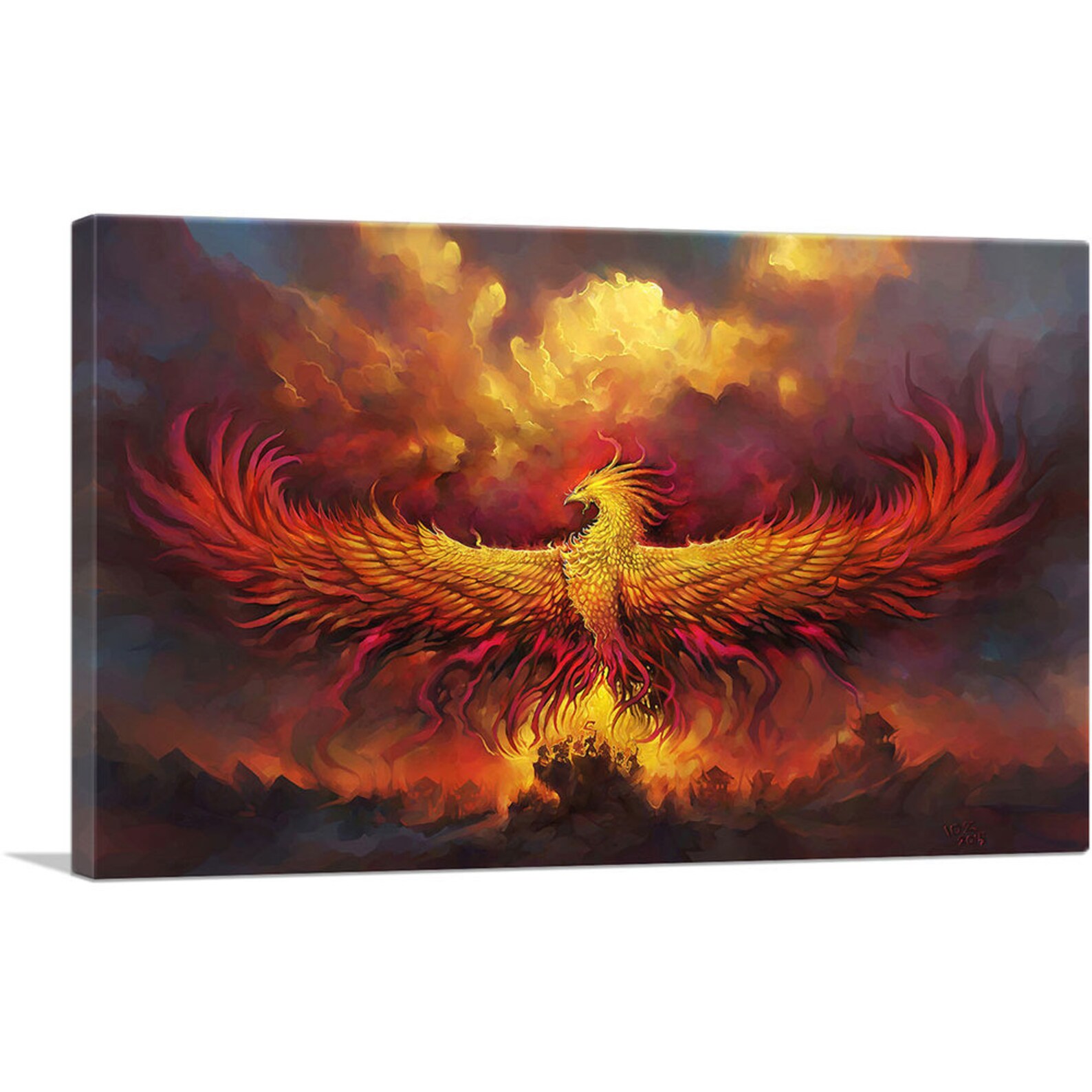 ARTCANVAS Fire Phoenix In Flight Canvas Art Print | Etsy