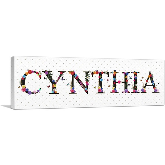ARTCANVAS Cynthia Girls Name Room Decor Canvas Art Print | Etsy