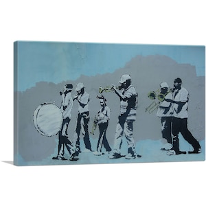 ARTCANVAS Gas Mask Brass Band Musicians by Banksy Canvas Art Print 26 ...