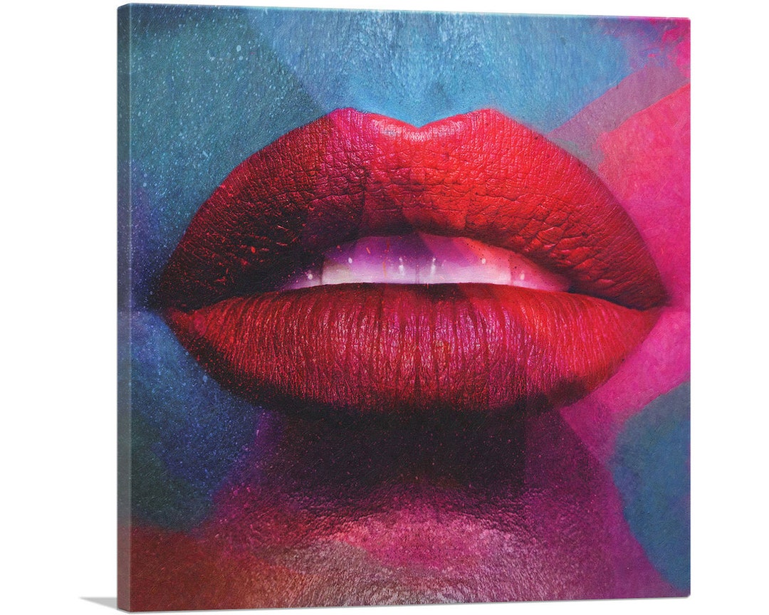 ARTCANVAS Modern Red Pink Lips Canvas Art Print - Etsy