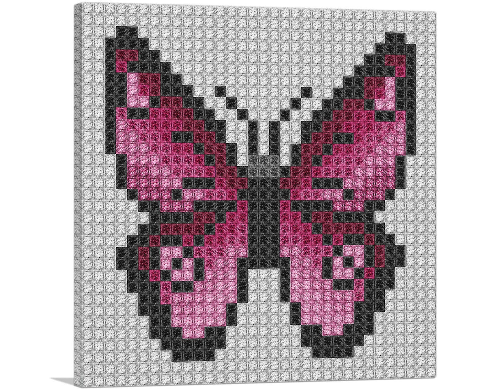 ARTCANVAS Pink Butterfly Wings Jewel Pixel Canvas Art Print | Etsy