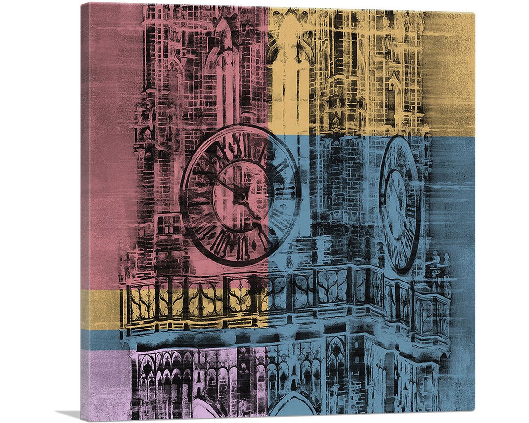 ARTCANVAS Clock Tower Modern Art Painting Home Decor Canvas Art Print ...