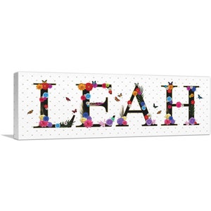 ARTCANVAS Leah Girls Name Room Decor Canvas Art Print - Etsy
