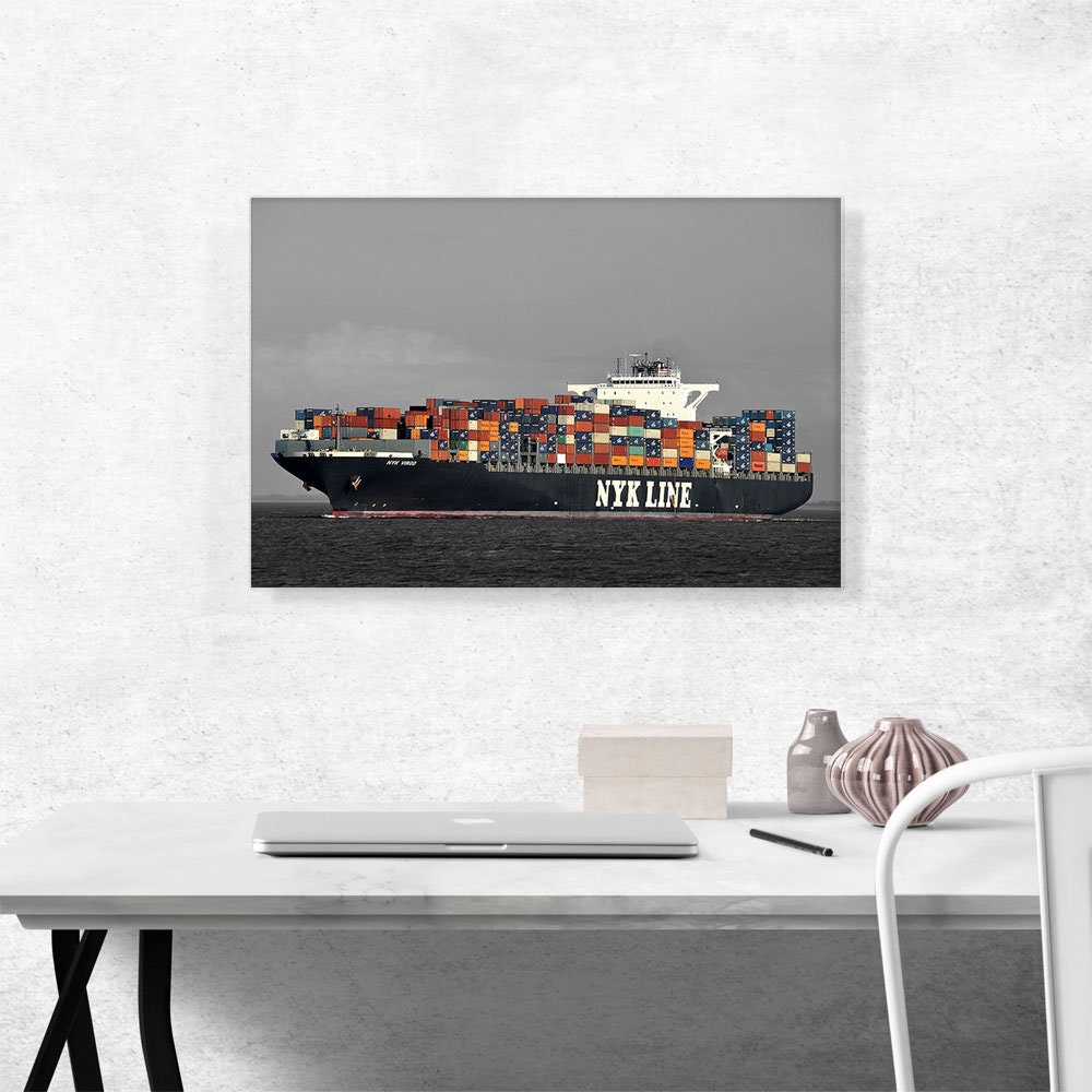 ARTCANVAS Freight Shipping Container Boat in the Ocean Canvas - Etsy