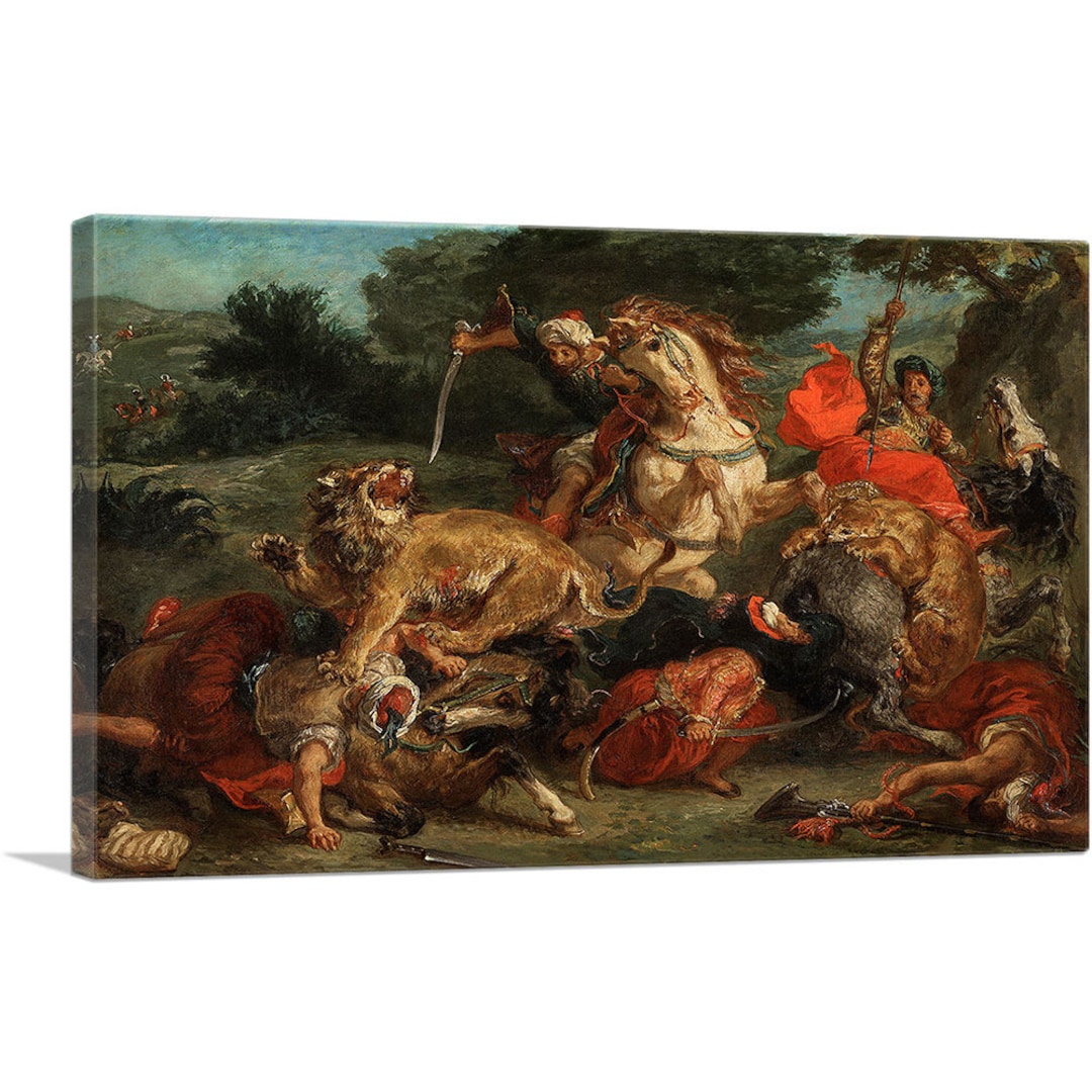 ARTCANVAS the Lion Hunt 1854 by Eugene Delacroix Canvas Art Print - Etsy