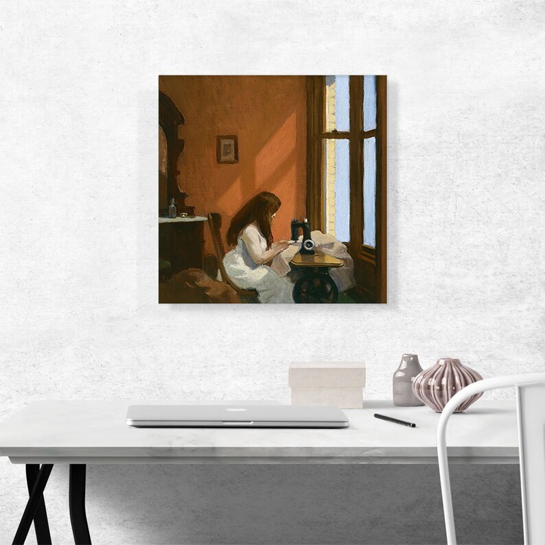 ARTCANVAS Girl at Sewing Machine 1921 by Edward Hopper Canvas - Etsy