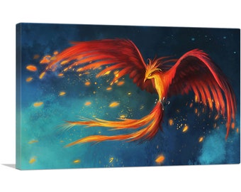 ARTCANVAS Fire Phoenix In Flight Canvas Art Print | Etsy