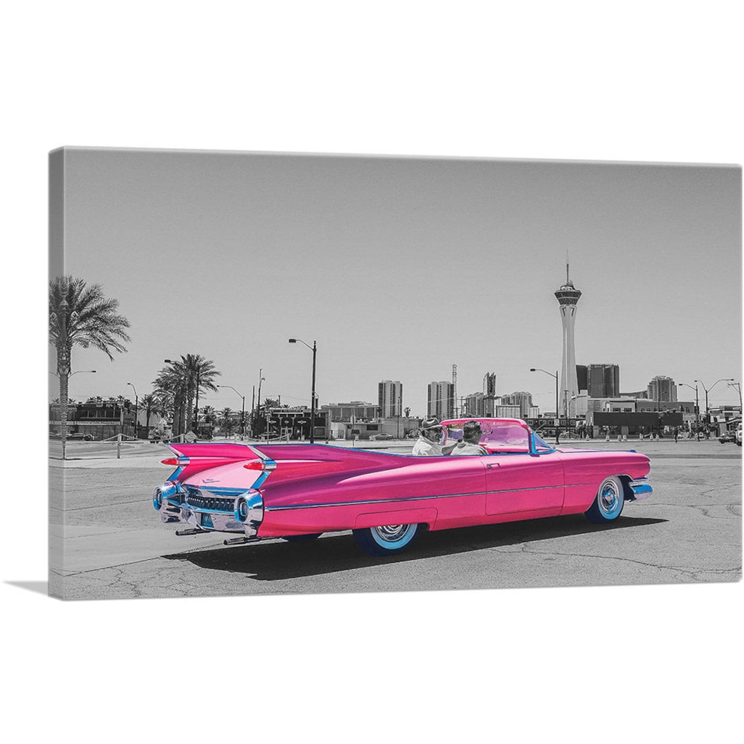 ARTCANVAS Pink Cadillac American Vintage Car Canvas Art Print - Etsy